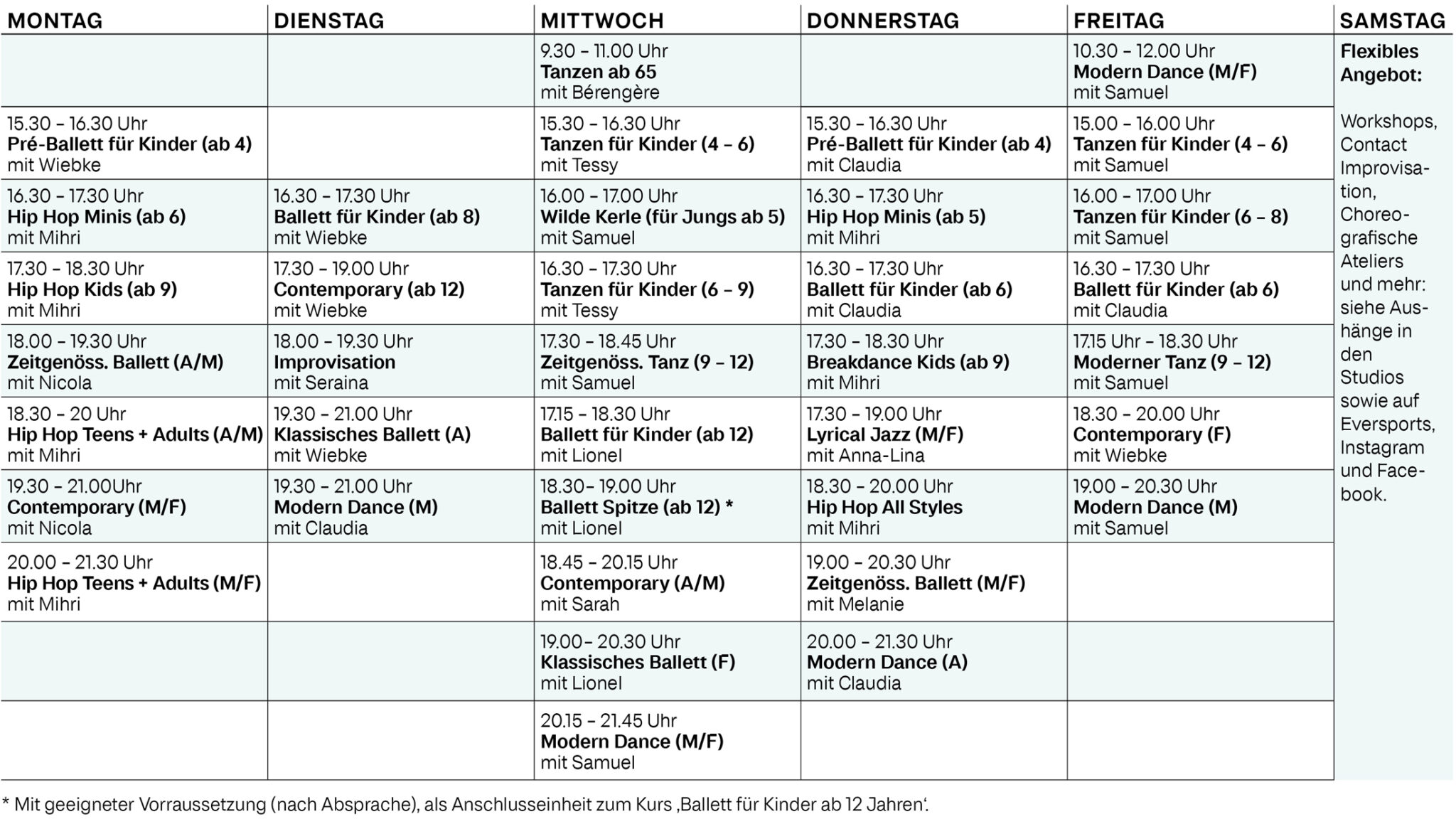 Stundenplan – Plattform Studios